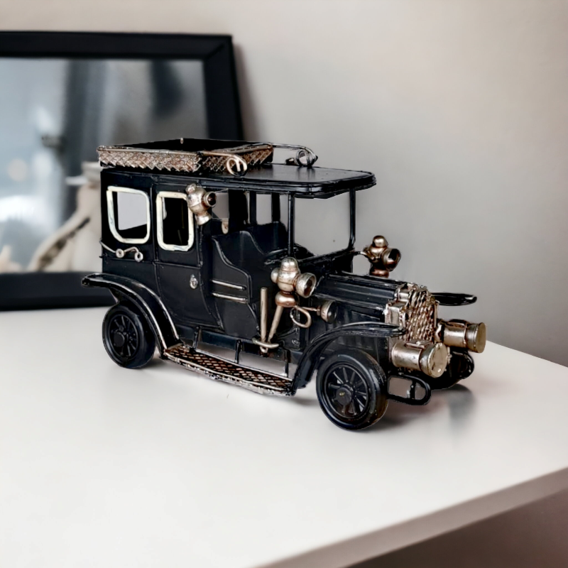 Voiture Vintage Noire Décorative - Miniature Rétro | KDEZO